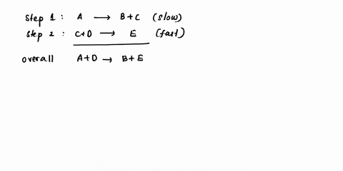 Consider the mechanism. Step 1: 2A ? B + C slow Step 2: B...