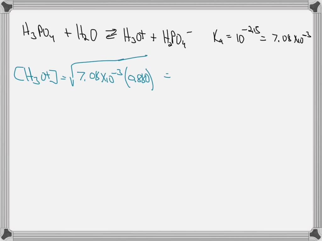 SOLVED: A solution of H3PO4 with pKa1 = 2.15, pKa2 = 7.20, and pKa3 = 12.35, has a concentration ...