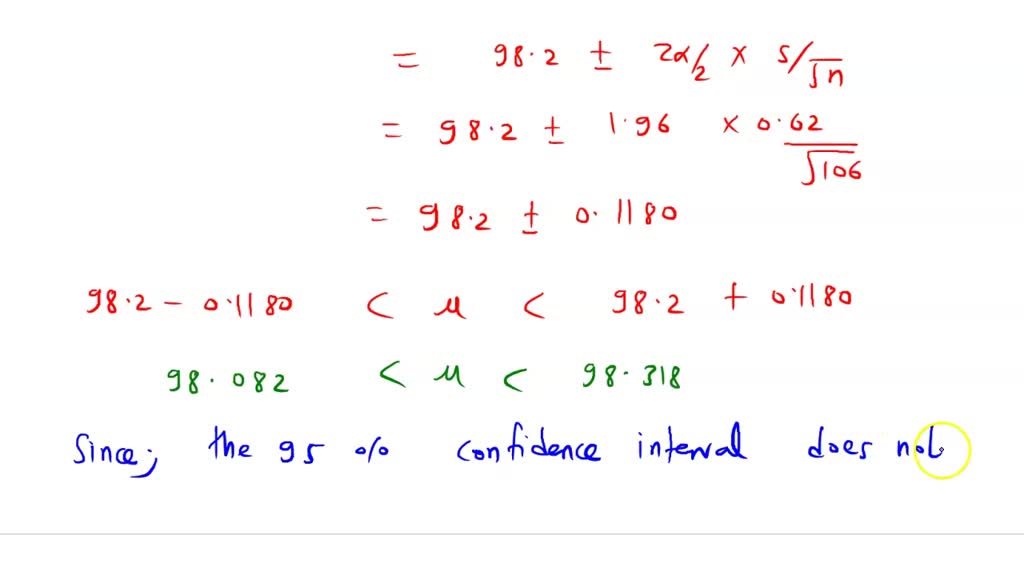 SOLVED: Mean Body Temperature Data Set 3 “Body Temperatures” in ...