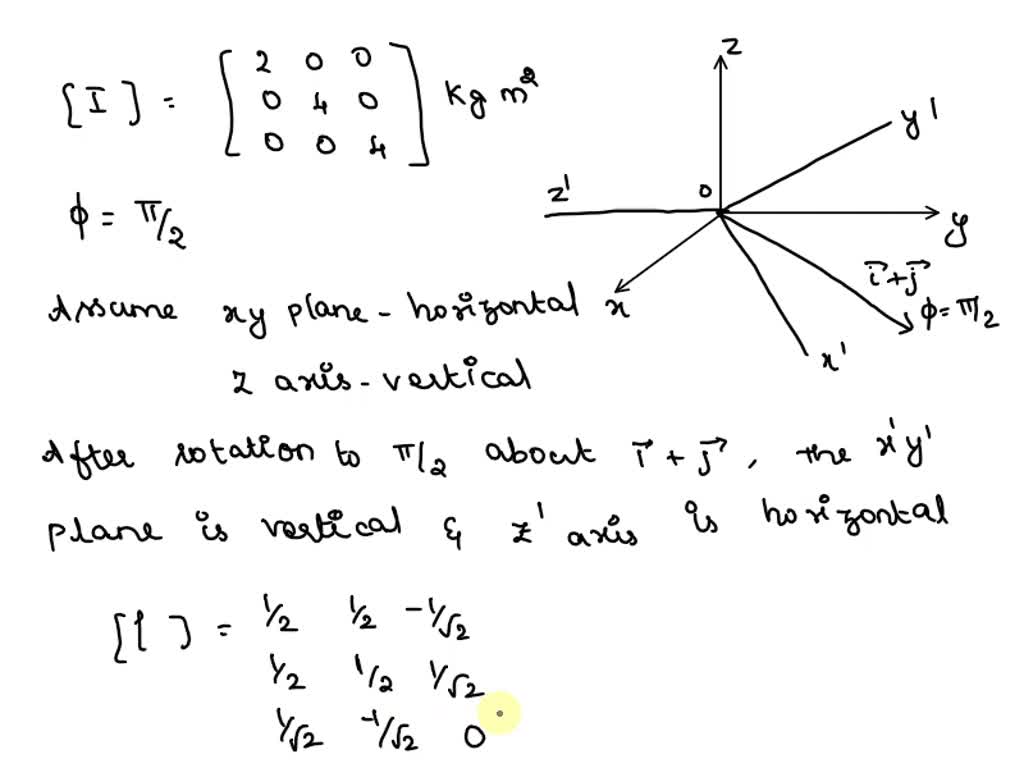 Solved 7 4 A Certain Rigid Body Has An Inertia Matrix 1 Then A Rotation Of Coordinate Axes
