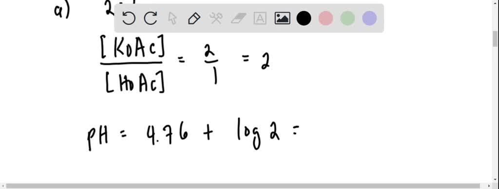 SOLVED: Calculate the ph of a dilute solution that contains a molar ratio of potassium acetate ...