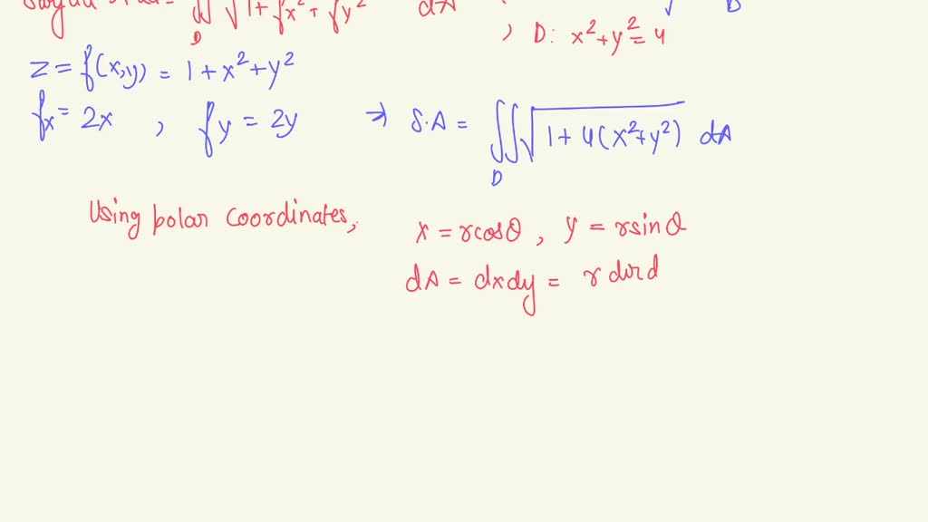 SOLVED: use a double integral to find the surface area of the portion ...