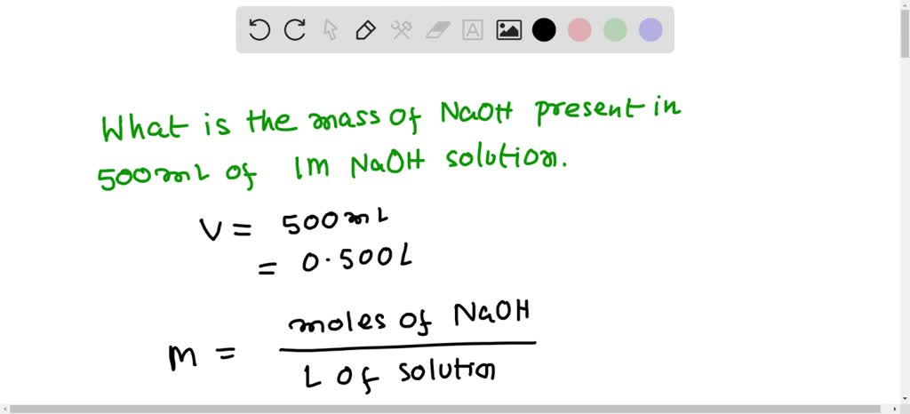 VIDEO solution: What is the mass of sodium hydroxide present in 500 mL of 1M NaOH solution?