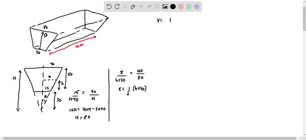 SOLVED: A water trough is 10m long and a cross-section has the shape of ...