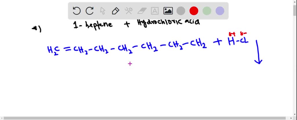 SOLVED: React 1-heptene with hydrochloric acid. Give the structure for ...