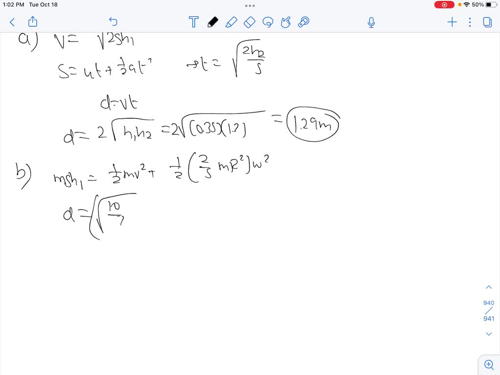 SOLVED: (Ramp section) Suppose the height of the ramp is h1 = 0.35 m and the foot of the ramp is ...