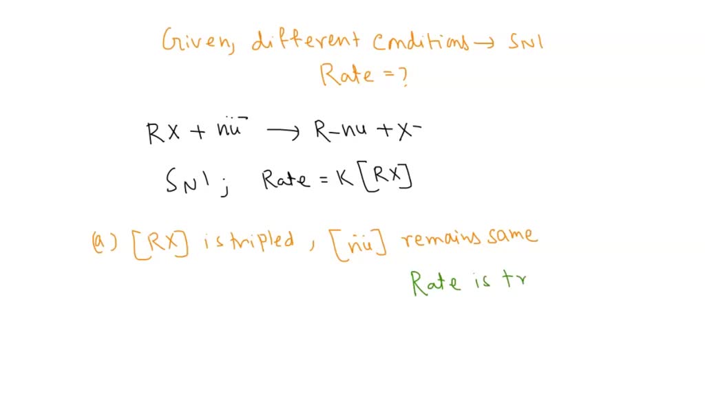 SOLVED: What happens to the rate of an SN1 reaction under each of the ...