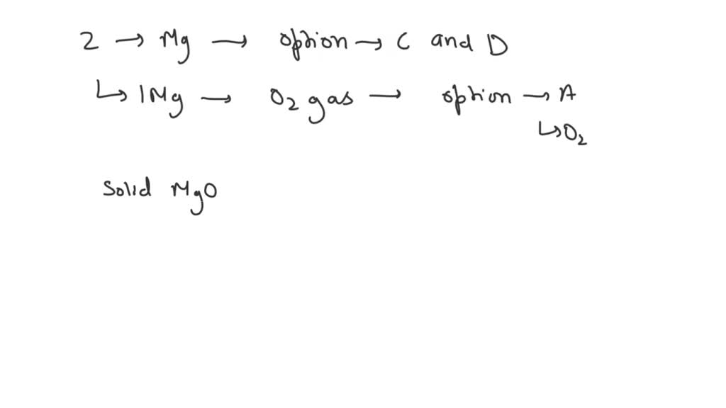 SOLVED: In a certain chemical reaction, 2 solid Mg atoms bond with O2 ...