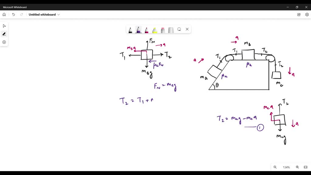 SOLVED: CP3: Three masses, with friction Blocks A and C (with masses mA, mB; and mc respectively ...