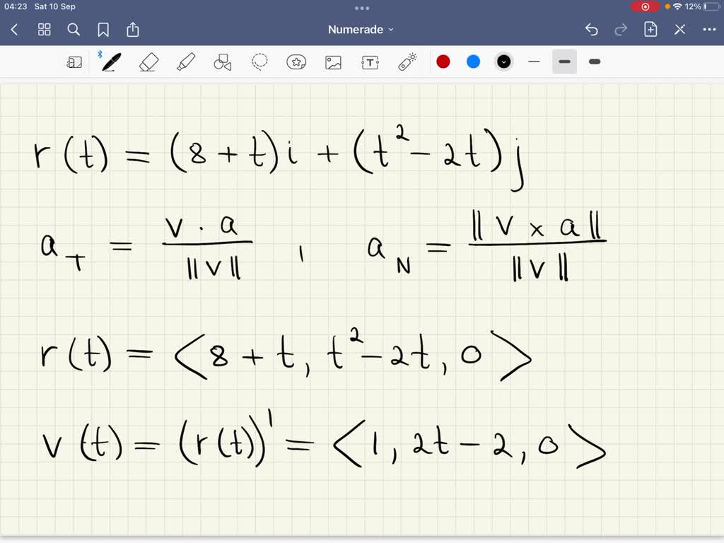 SOLVED: Find the tangential and normal components of the acceleration ...