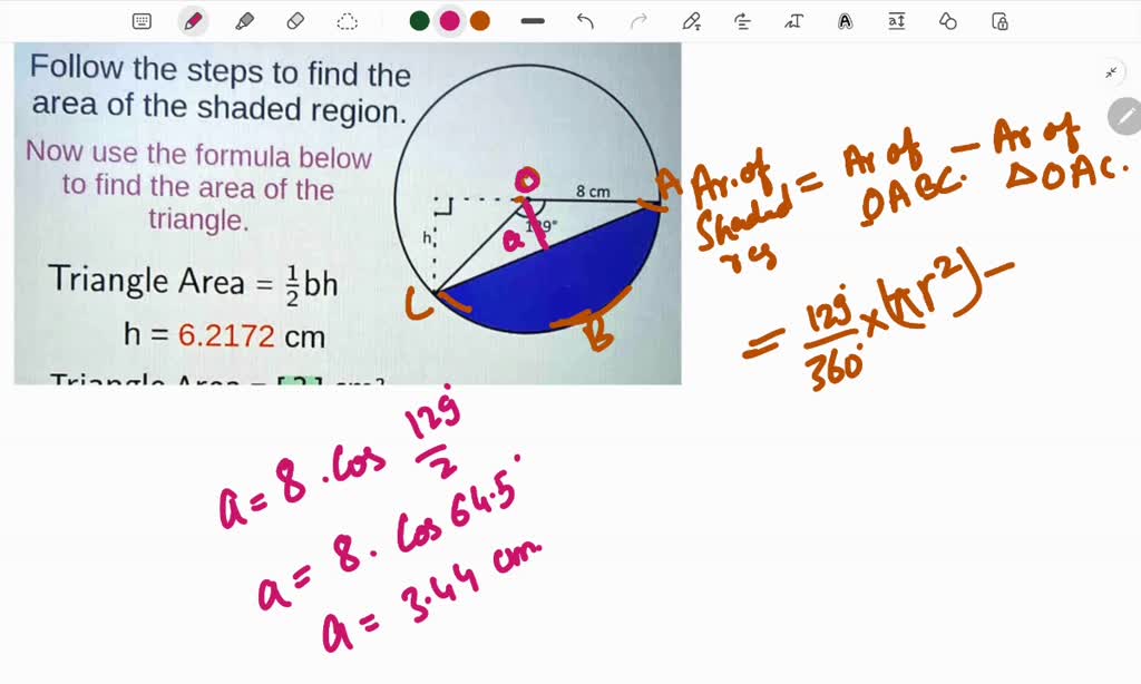 SOLVED: Follow the steps to find the area of the shaded region. Now use ...
