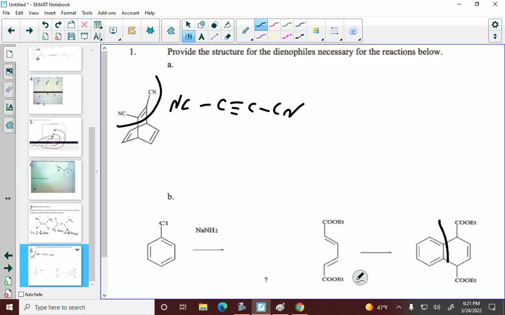 SOLVED: Provide the structure for the dienophiles necessary for the ...
