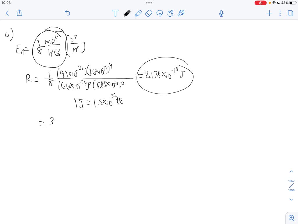 SOLVED: The Rydberg Constant [1] (a) Calculate the Rydberg constant R ...