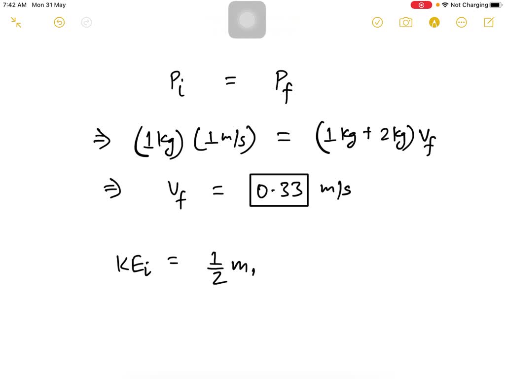 Solved A 1 Kg Object Traveling At 1 M S Collides Head On With A 2 Kg Object Initially At Rest