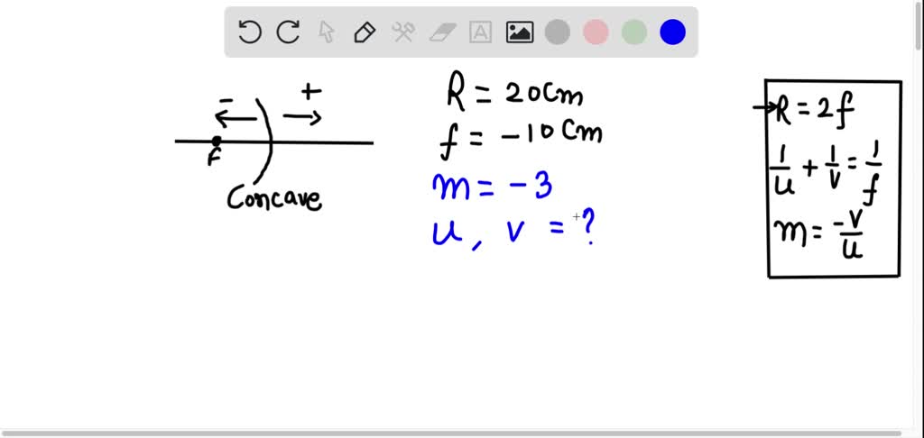SOLVED: A concave mirror of radius of curvature 20 cm produces an ...