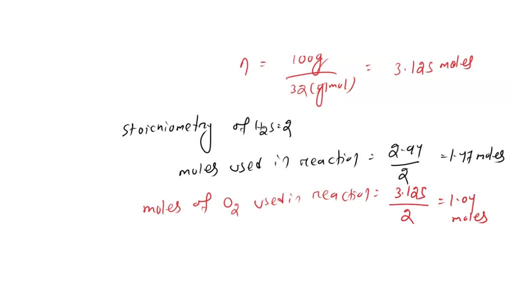 Solved Hydrogen Sulfide H2s Reacts With Oxygen O2 To Produce