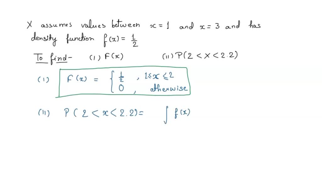 SOLVED: A continuous random variable has probability density function ...