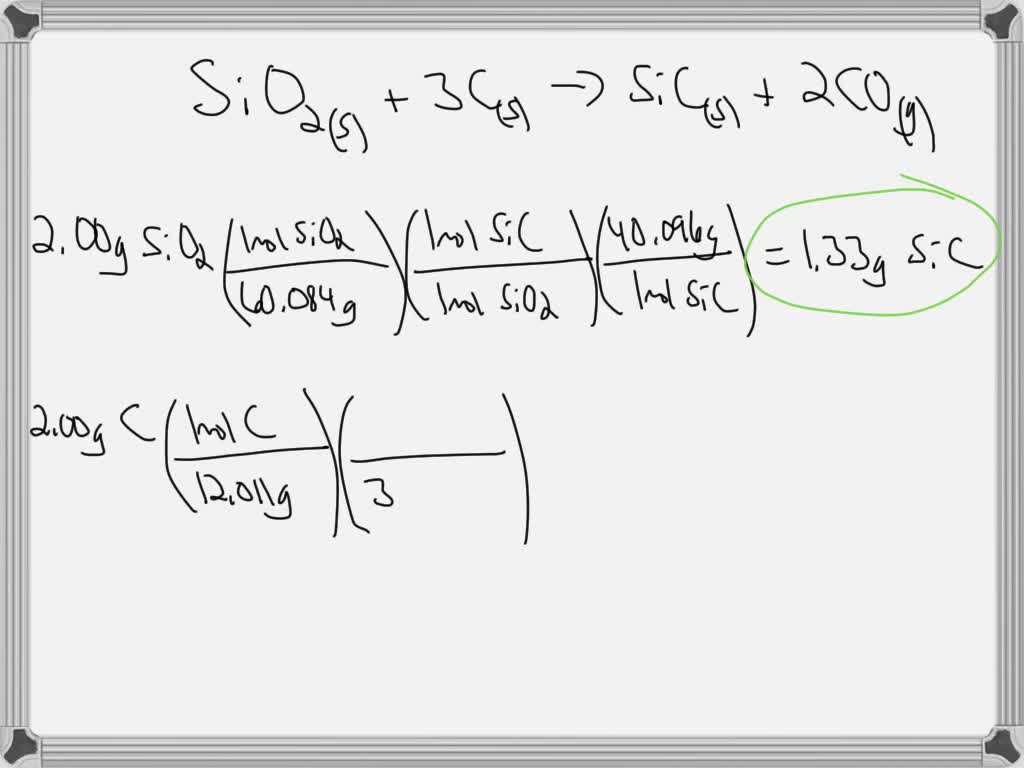 SOLVED: Silicon carbide, SiC, is produced by heating SiOz and € to high temperatures according ...