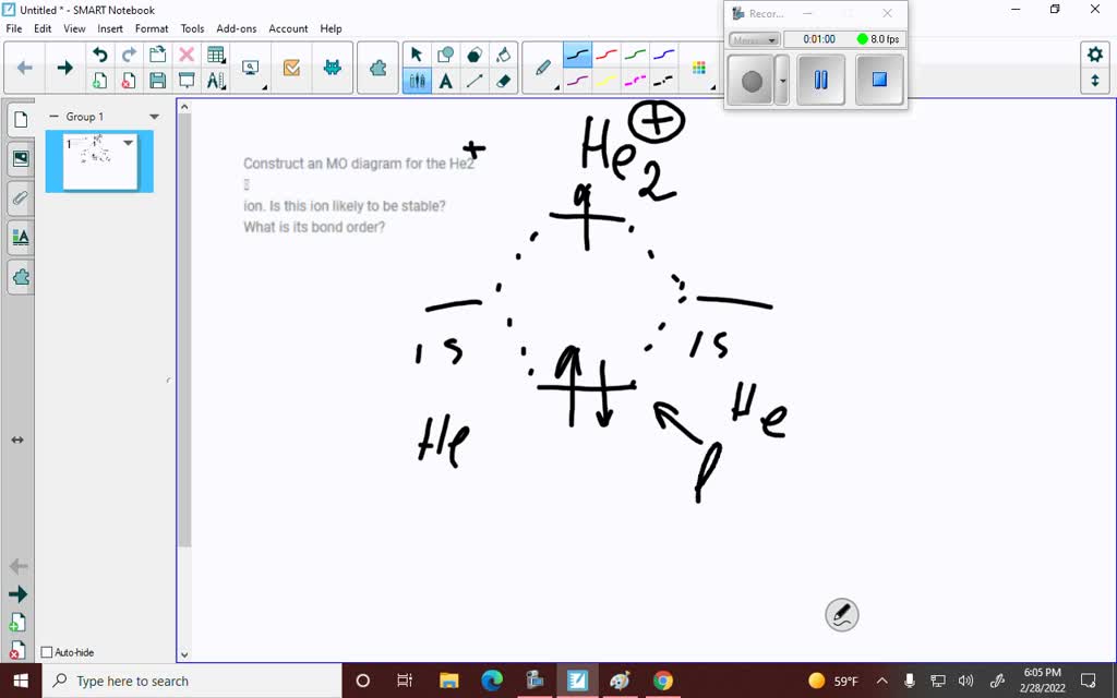 SOLVED: Construct an MO diagram for the He2 ion. Is this ion likely to ...