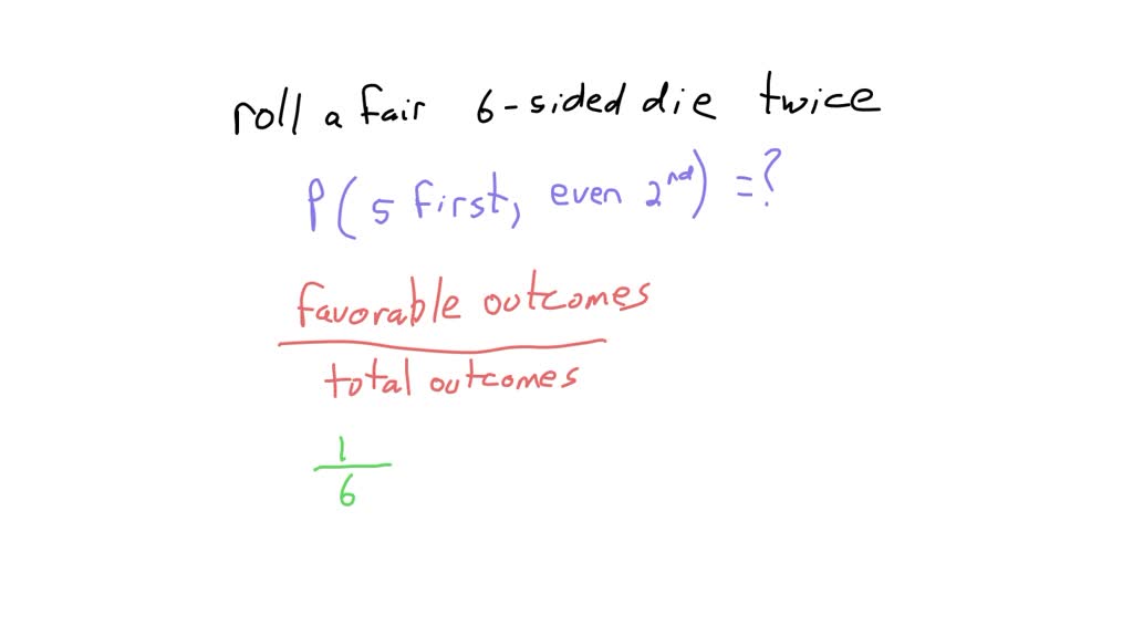 SOLVED: A fair six-sided die is rolled twice. What is the probability of showing a 5 on the ...