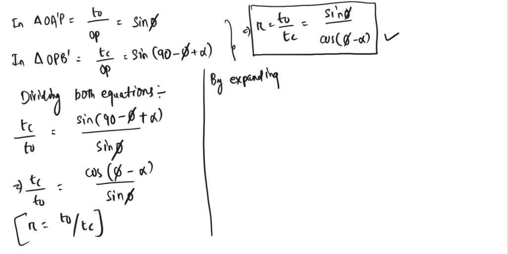 SOLVED: A06 Orthogonal Cutting Model 1. (5 pts) Use orthogonal cutting theory to derive (prove ...