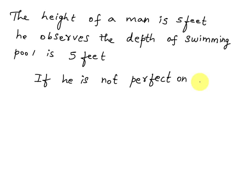 SOLVED: the height of a man is 5 feet he observes the depth of swimming ...