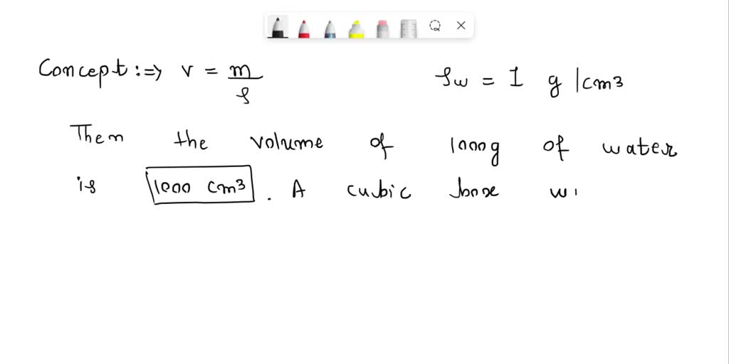 SOLVED: a cubic box is completely filled with 1000.0 kg of water. what is the length of one side ...