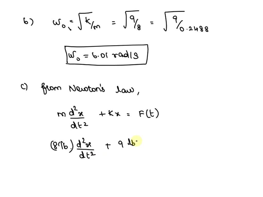 SOLVED: A mass weighing 8 lb is attached to a spring hanging from the ...