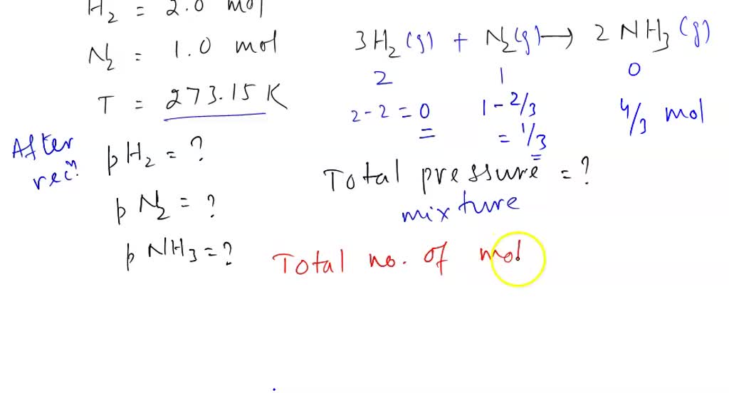 SOLVED A Vessel Of Volume 22 4 Dm3 Contains 2 0 Mol H2 And 1 0 Mol N2