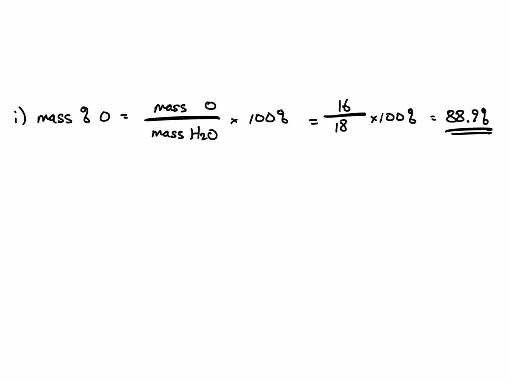 SOLVED: Calculate the mass percentage of oxygen present in the following compounds and state the ...