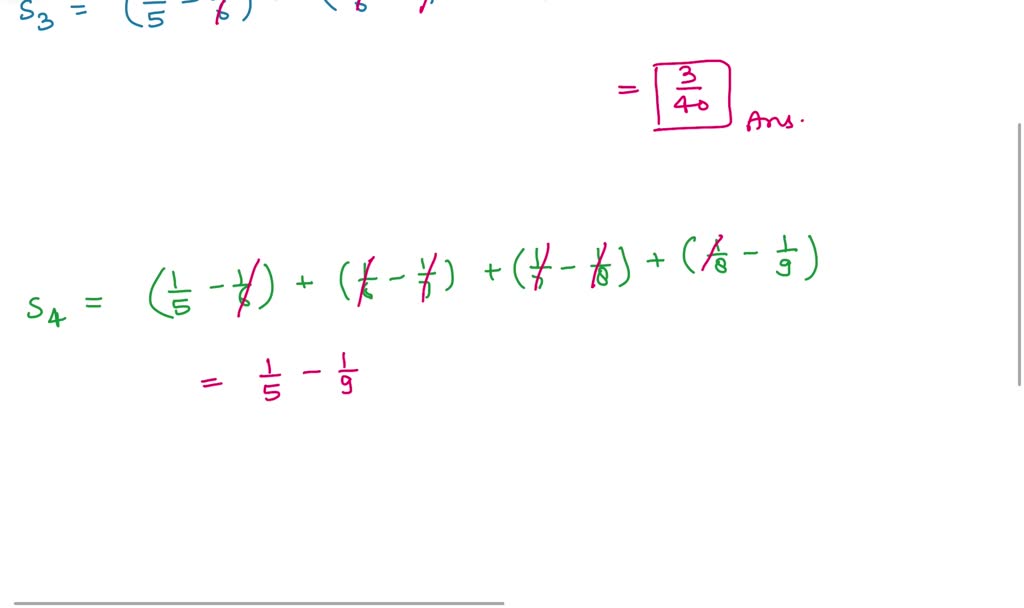 SOLVED: Calculate S3, S4, and Ss and then find the sum for the telescoping series S = n + 1 742 ...