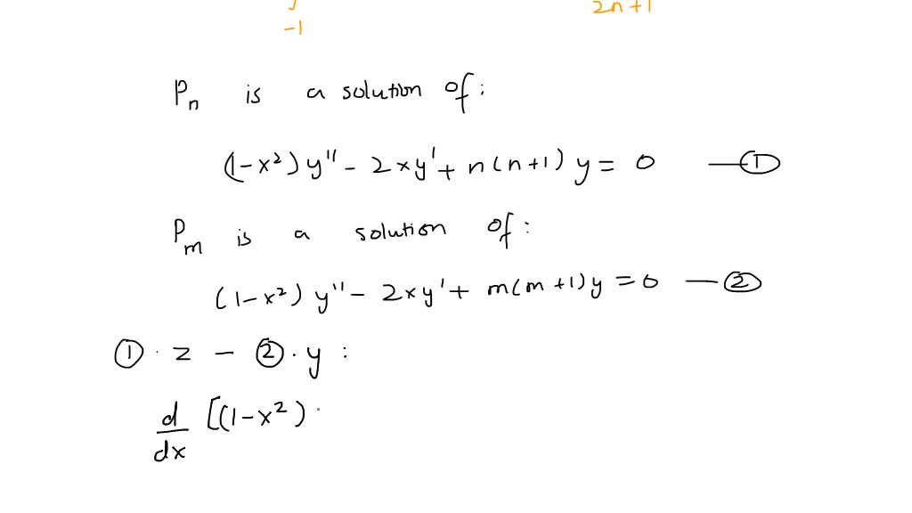 SOLVED: Prove the orthogonality property of Legendre polynomials. SOLVED: Prove the orthogonality property of Legendre polynomials.
