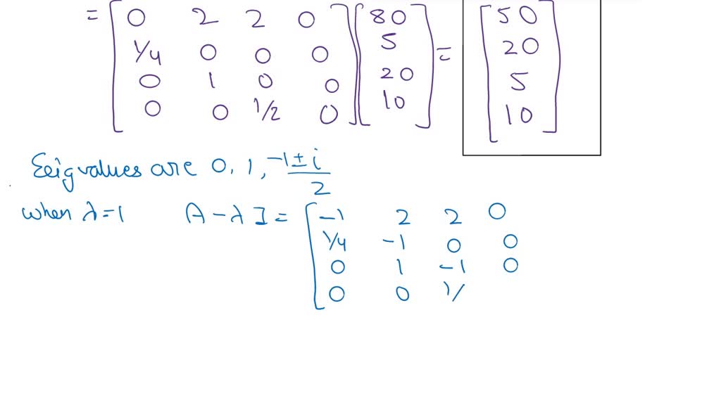 Use the age transition matrix L and age distribution vector X1 to find ...