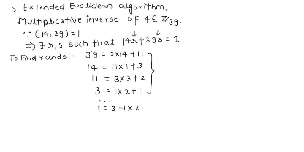 Solved Finding Multiplicative Inverses Modulo N The Extended Euclidean Algorithm Recall That