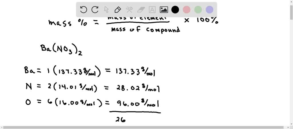 SOLVED: of each 'element in Barium Nitrate; Ba(NO3lz: Calculate the ...