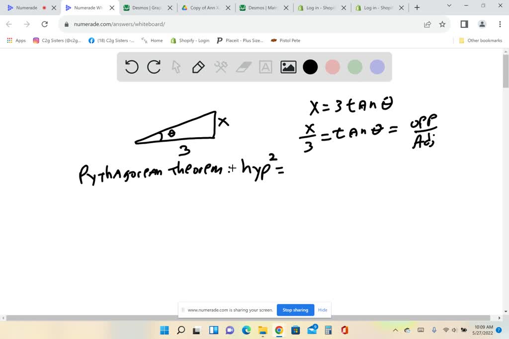 SOLVED: Suppose that x = 3tan theta. Find an expression for cos theta ... SOLVED: Suppose that x = 3tan theta. Find an expression for cos theta ...