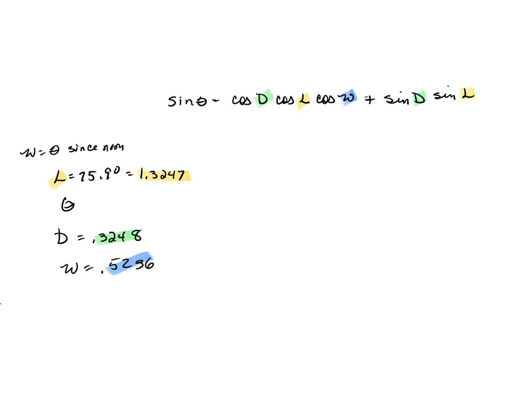 SOLVED: The angle of elevation of the sun in the sky at any latitude is ...