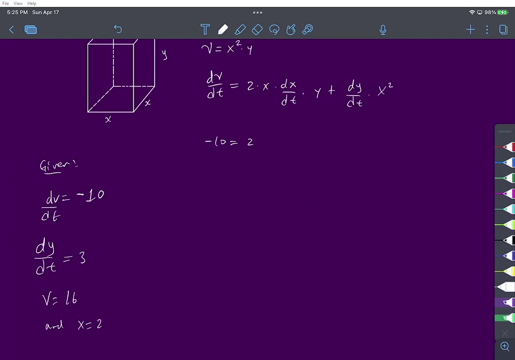 solved-the-volume-of-a-rectangular-box-with-square-base-is-decreasing