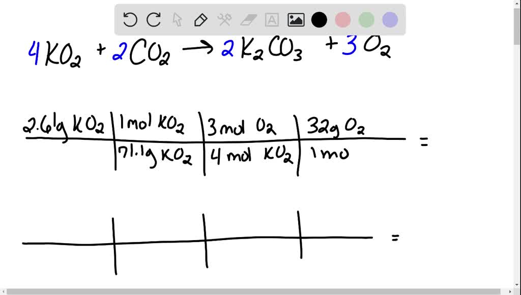 SOLVED: Potassium superoxide, KO2, reacts with carbon dioxide to form ...