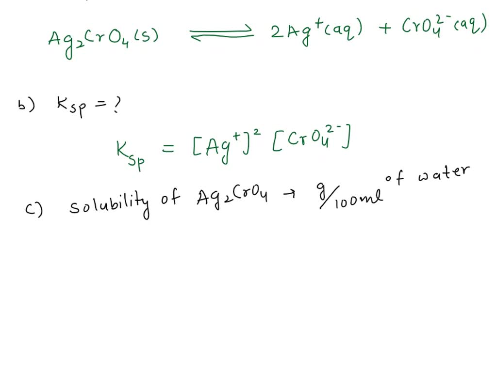 SOLVED: The molar solubility of Ag2CrO4 in water at 25 Â°C is 7.8 x 10 ...