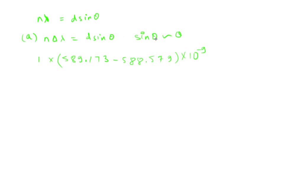 Solved A Diffraction Grating With 2 526×10 3 Lines Cm Is Used To