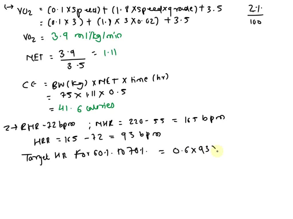 SOLVED: 1. A 165 lb woman is walking on the treadmill at 3 mph at 2% ...