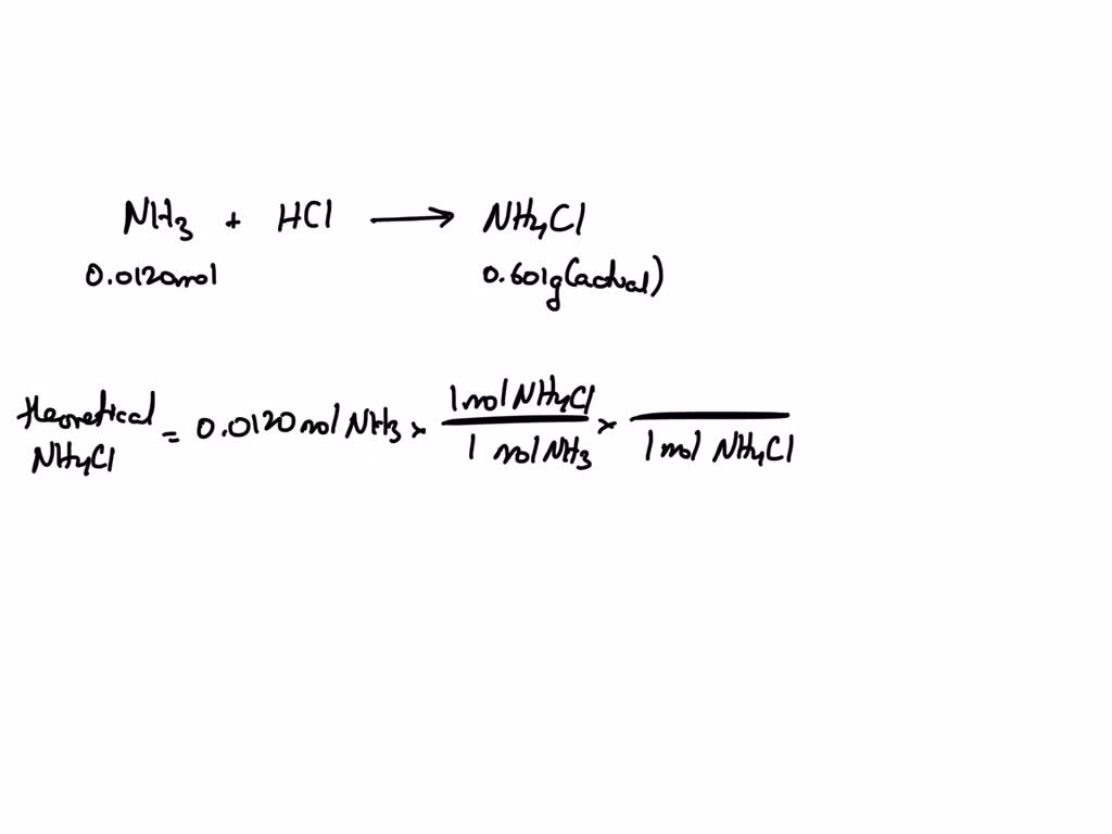 SOLVED: A student is making NH4Cl by reacting NH3 with HCl, given that ...