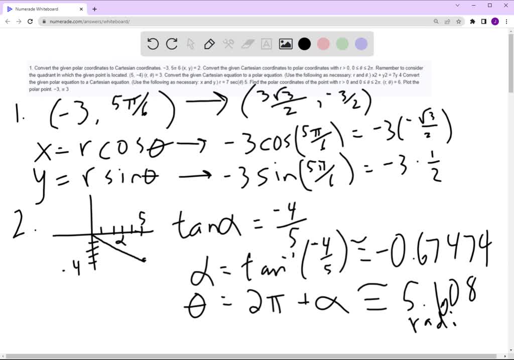 SOLVED: Please show your work. Thank you! Converting between Polar and ...