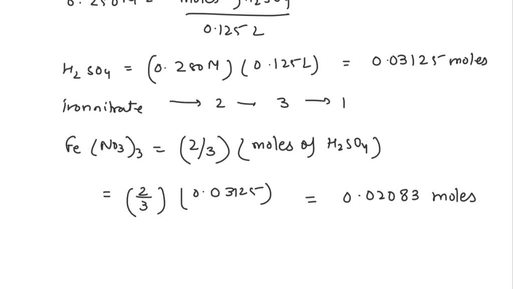 SOLVED: How much iron(III) sulfate (Fe2(SO4)3) can be formed from 125.0 ...