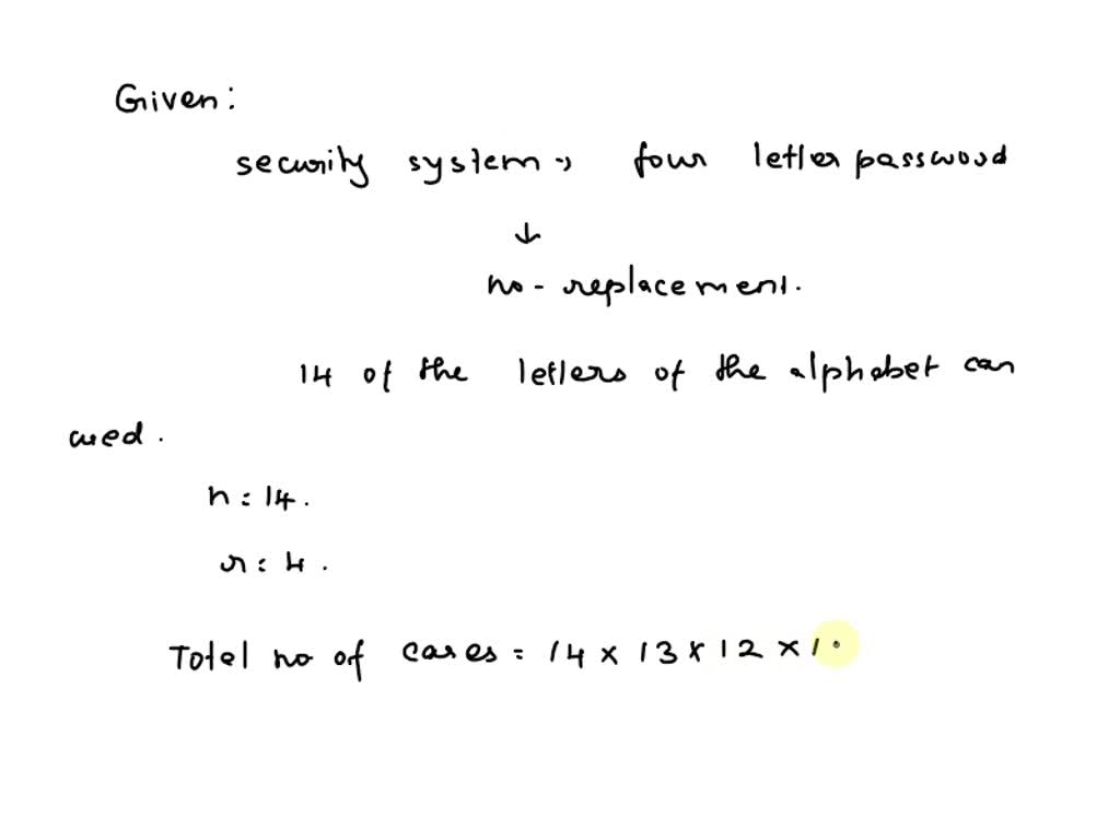 Solved A Security System Uses A Four Letter Password But No Letter