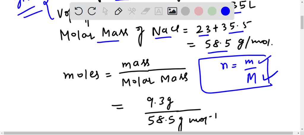 SOLVED: Question 12 (3.13 points) What is the concentration (M) of a NaCl solution prepared by ...