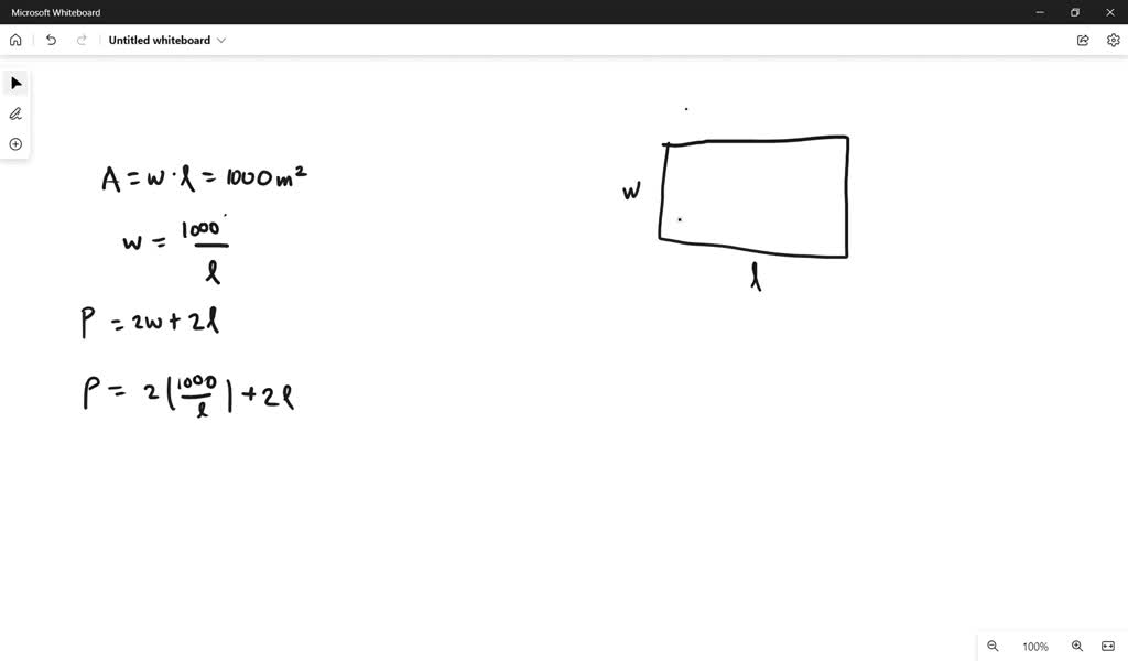 SOLVED: Find the dimensions of a rectangle with area 1000 m^2 whose perimeter is as small as ...