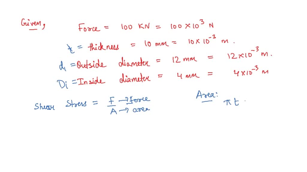 SOLVED: For a punching operation shown in the figure, compute the shear ...
