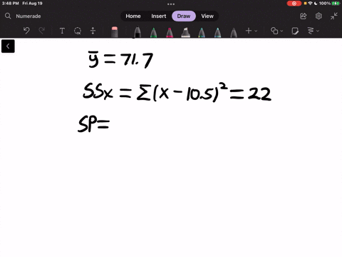 Find the equation of the regression iine for the given data...